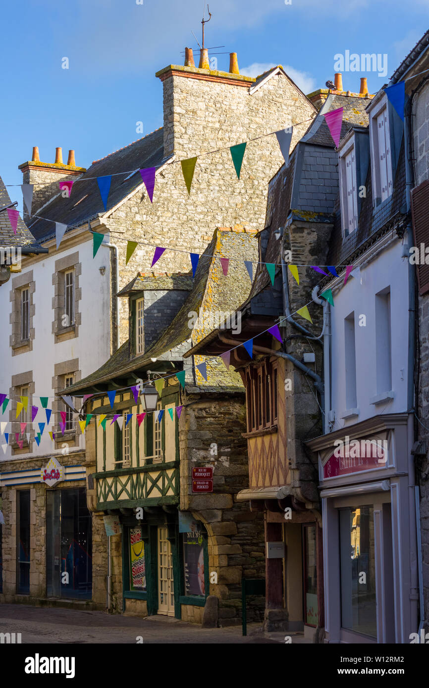 Medieval houses in the old quarter of Pontivy, a beautiful Breton ...
