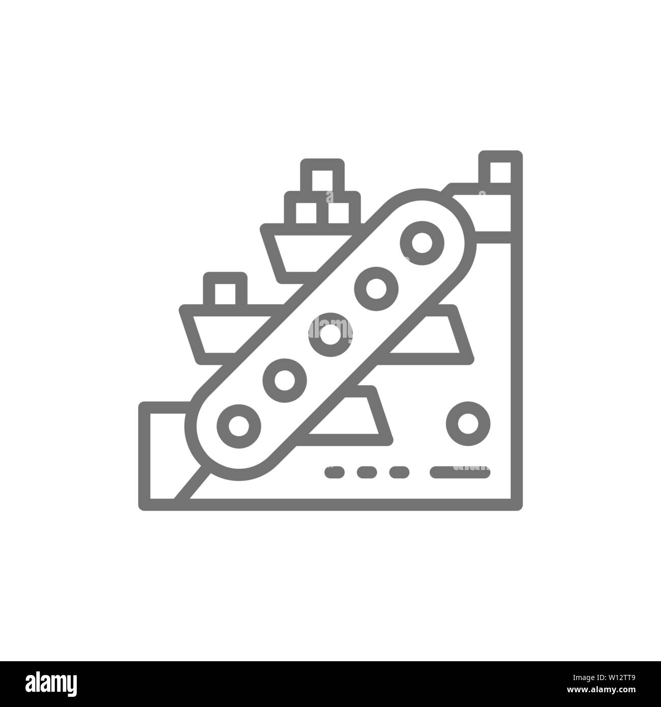 Vector metallurgy conveyor, mining industry line icon Stock Vector ...