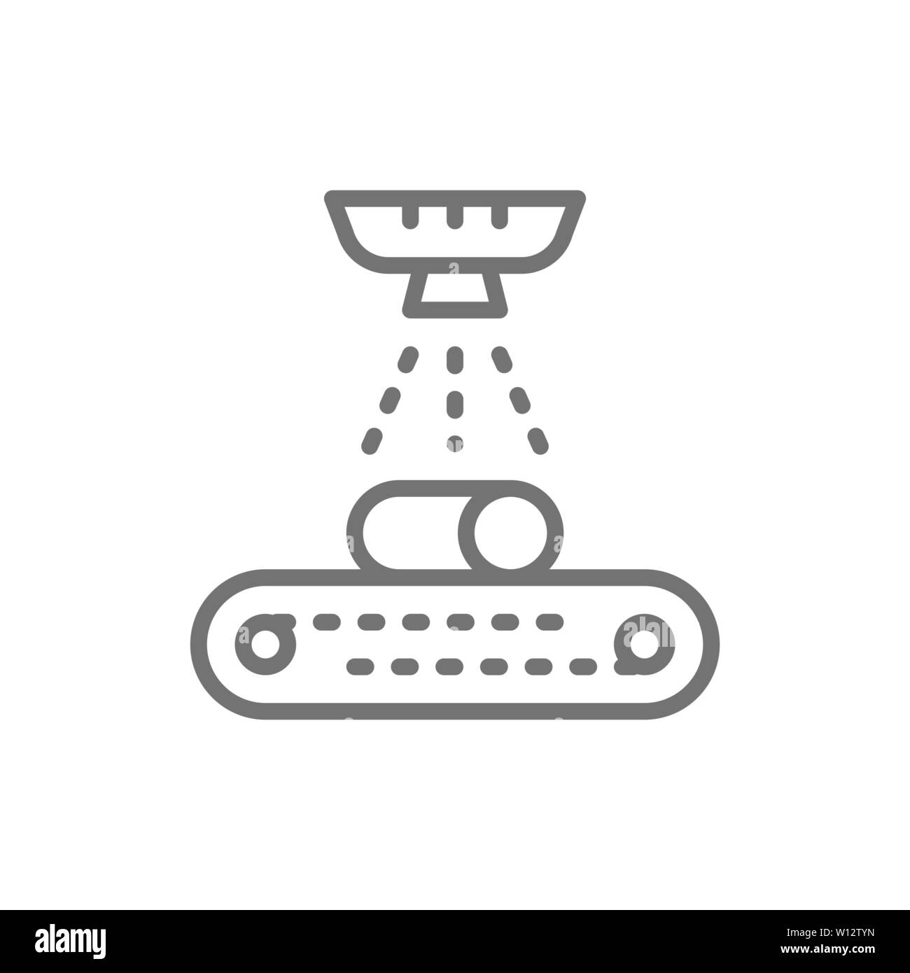 Cleaning and painting metals on conveyor belt, cooling line icon Stock ...