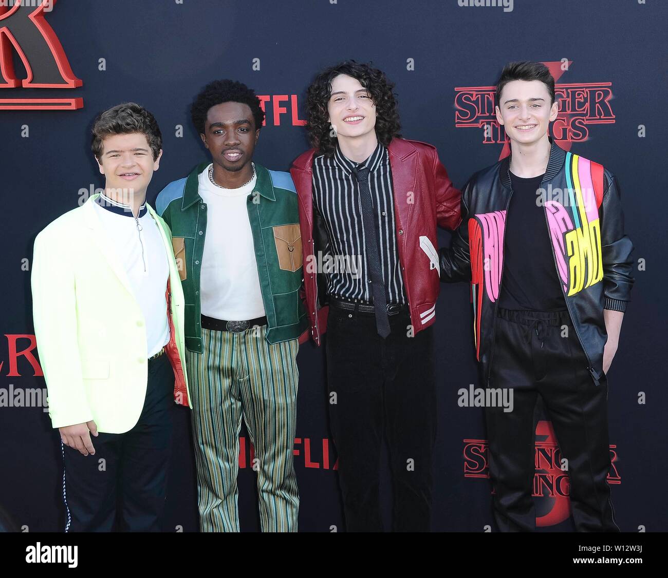 Gaten Matarazzo (l-r), Caleb McLaughlin, Finn Wolfhard and Noah Schnapp attend the 'Stranger ...