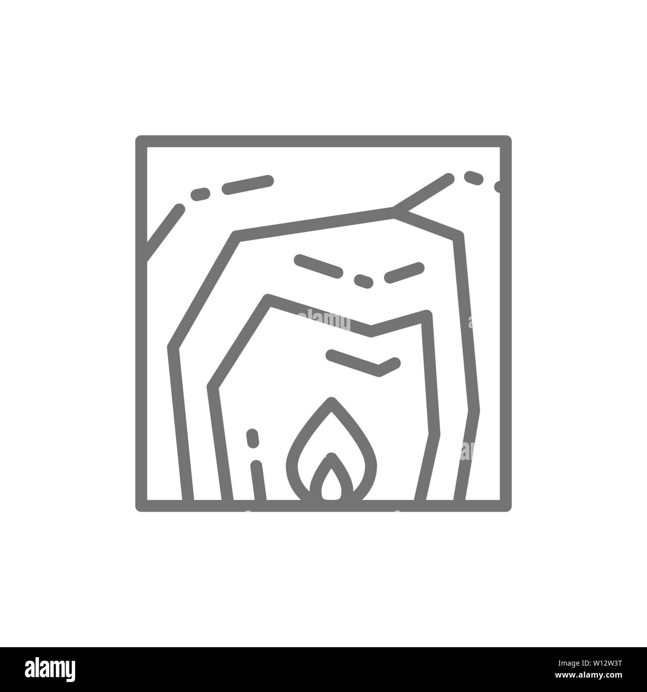 Cave life, fire, hearth, prehistoric home line icon Stock Vector Image ...