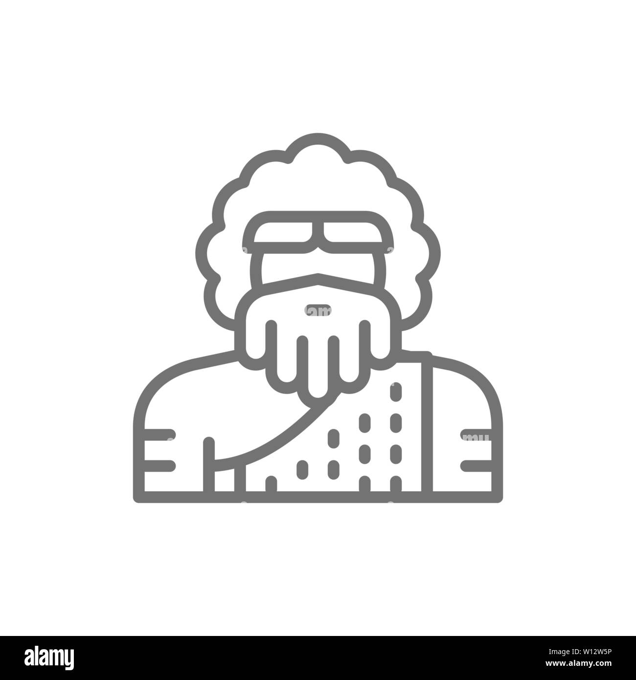 Primitive man, homo sapiens, Neanderthal, Pithecanthropus line icon ...