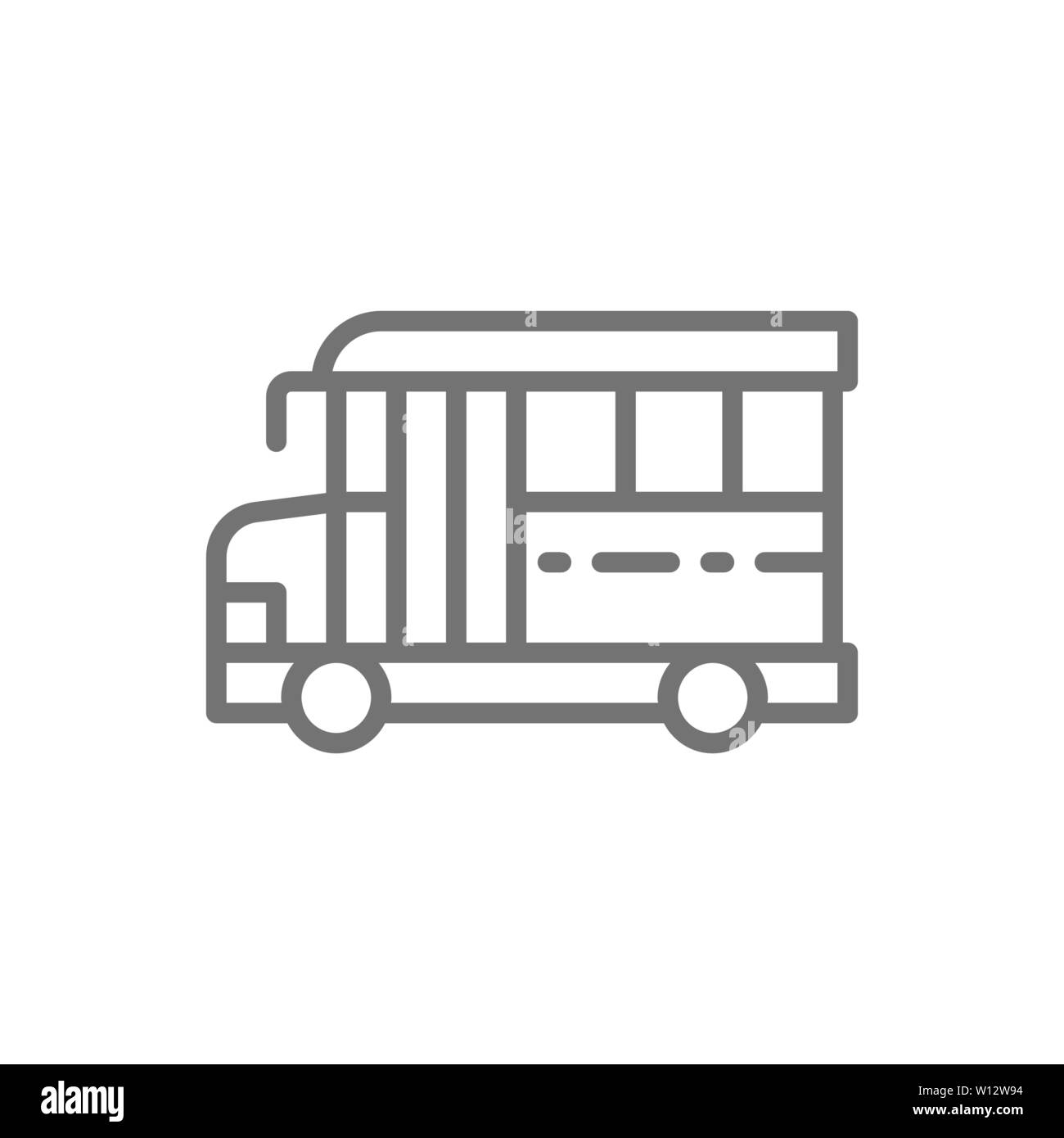 American school bus, education transportation line icon Stock Vector ...