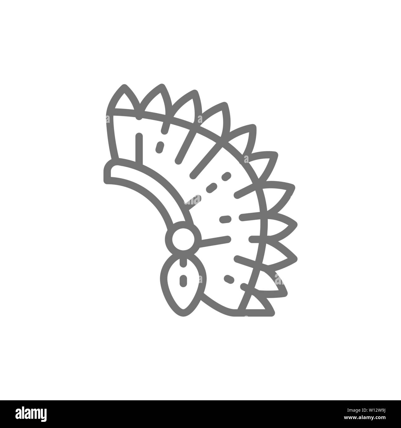 Indian chief headdress, native american hat line icon Stock Vector ...