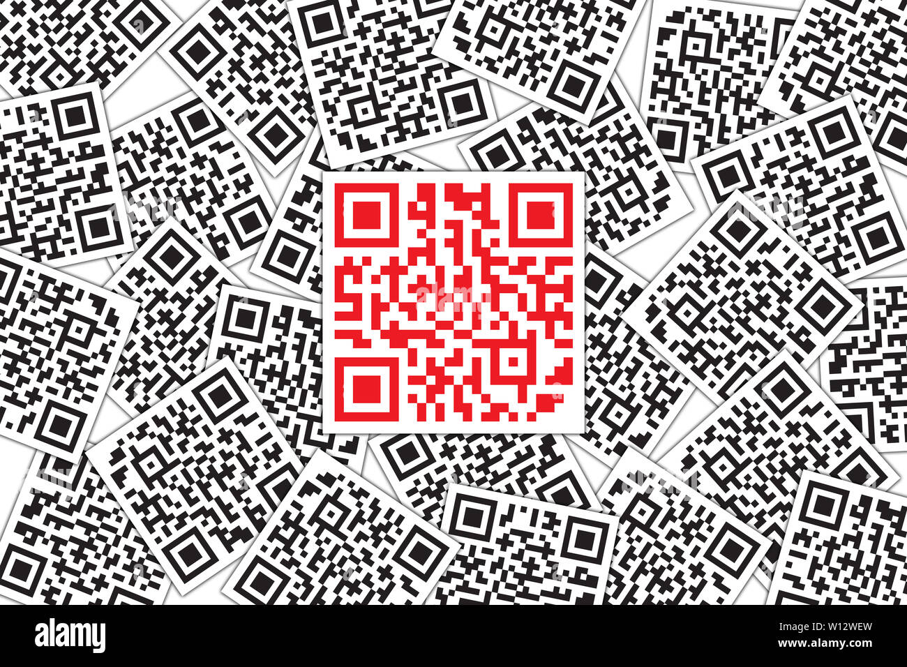 Red QR Code Highlight in Black QR Code in Background. Quick Response ...