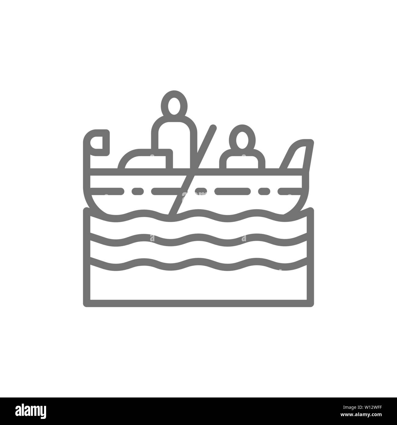 Venice gondola, gondolier line icon. Isolated on white background Stock ...