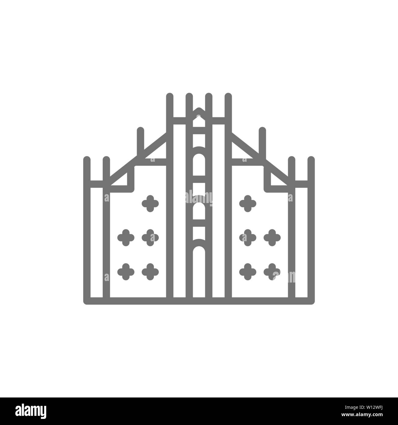 Milan Cathedral, landmark of Milan, Italy line icon Stock Vector Image ...