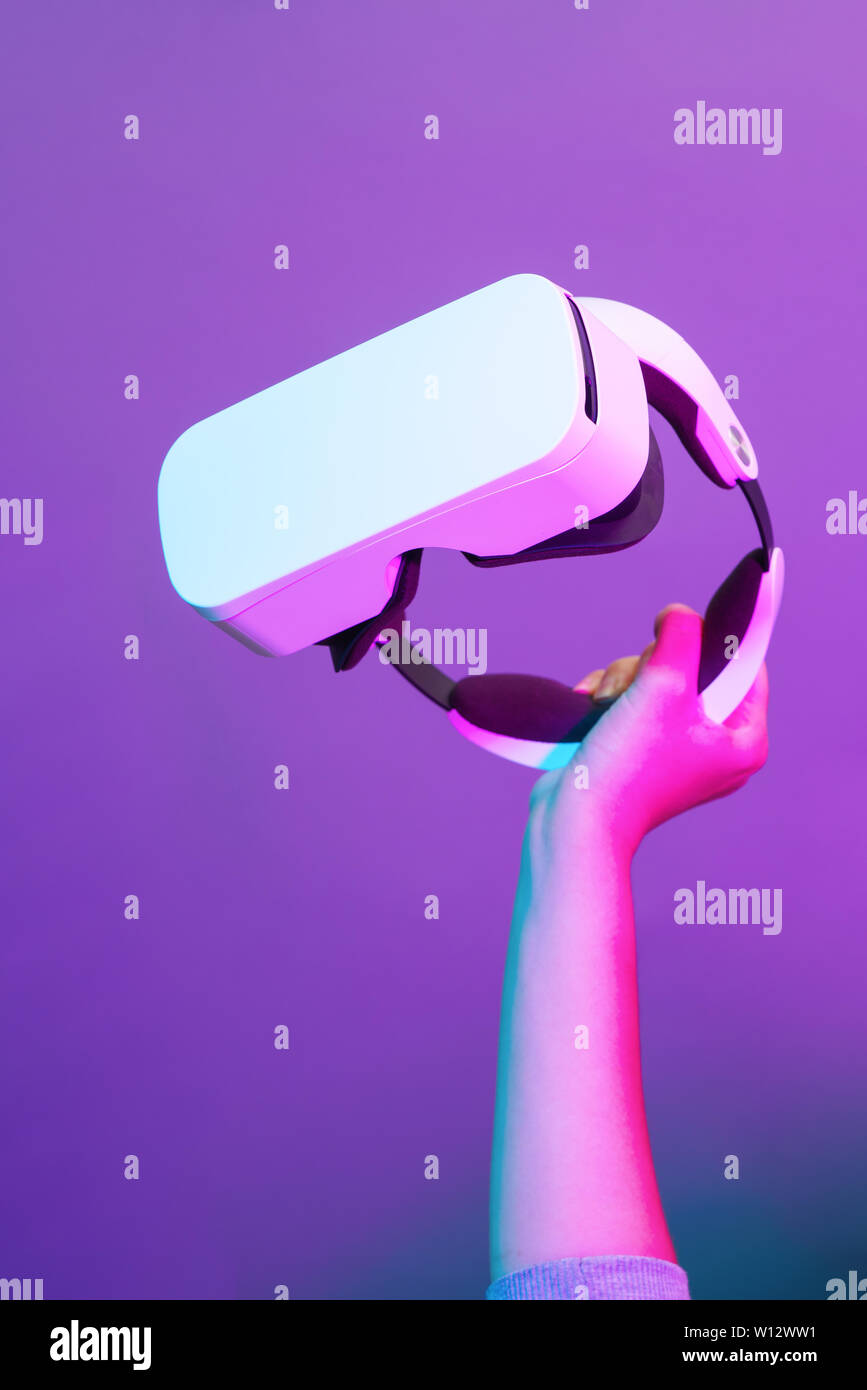 Hand with virtual reality headset. Technology of future Stock Photo - Alamy