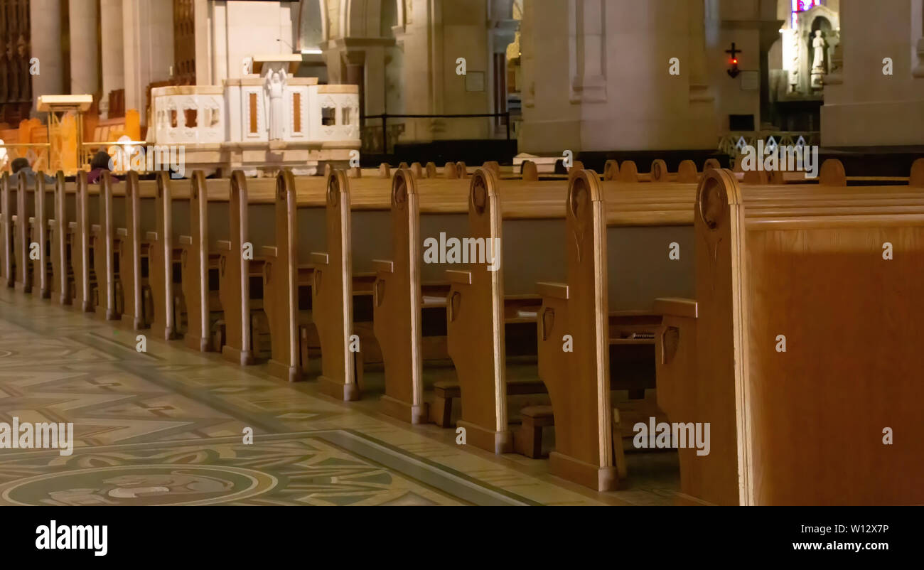 Rows of Pews in a Large Catholic Chapel Stock Photo - Alamy
