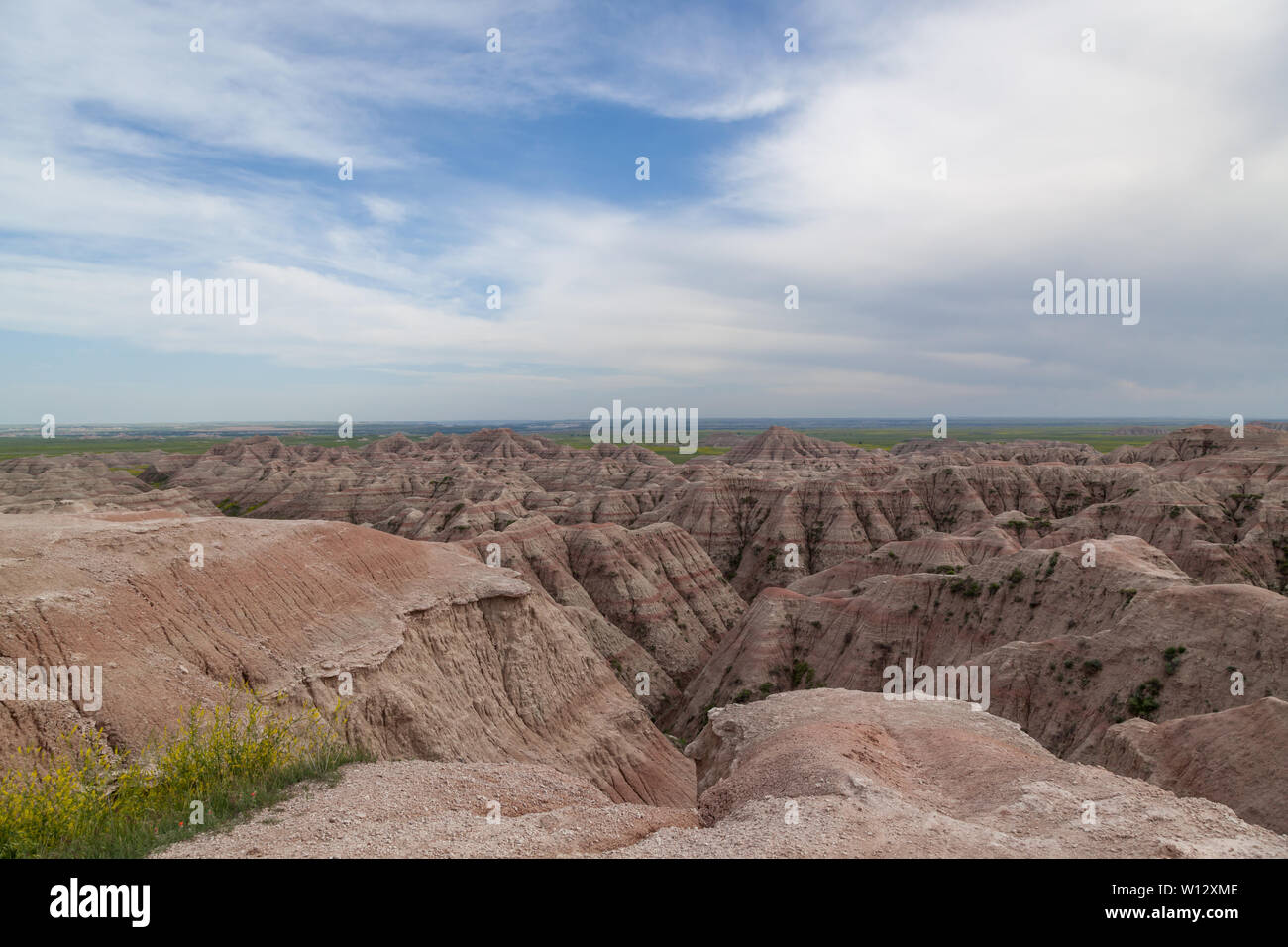 Dramatic mountain formations carved out by erosion showing layers of ...