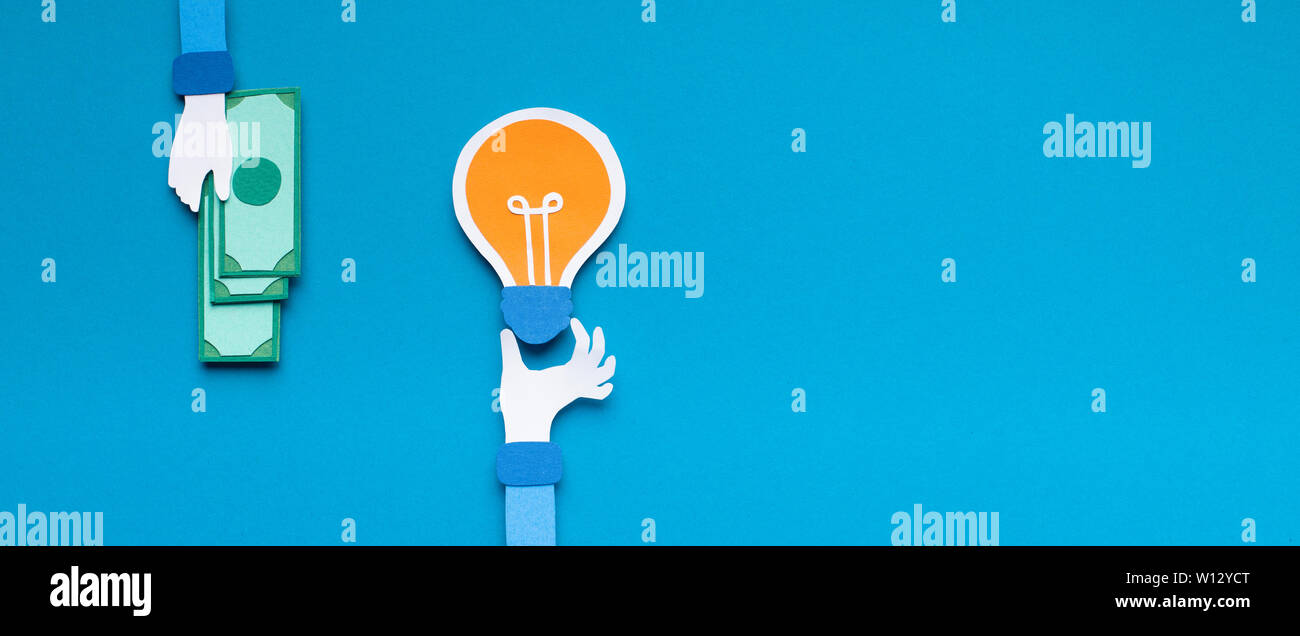 Mass collaboration in easy way, dollars on idea Stock Photo - Alamy