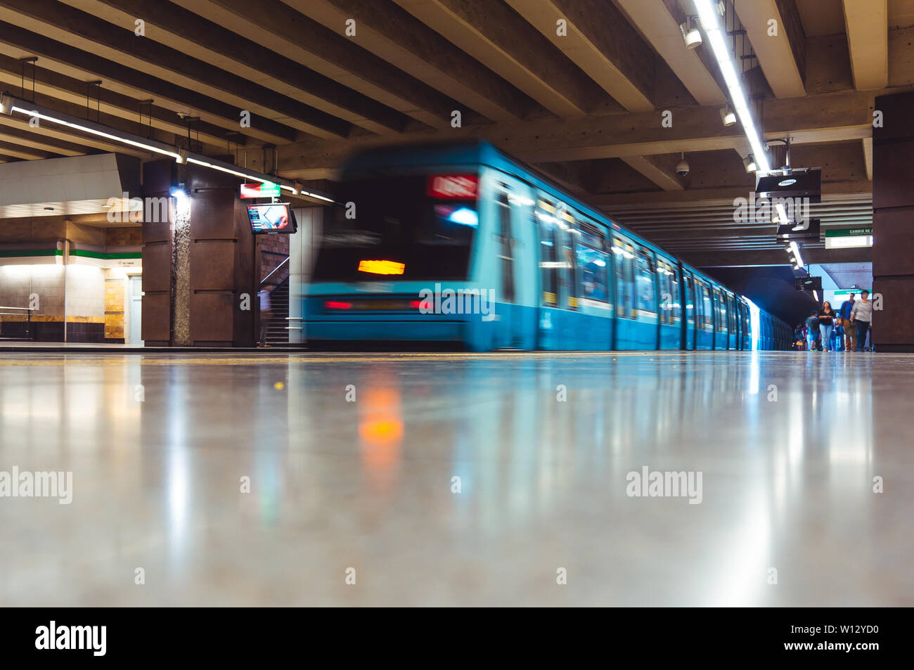 SANTIAGO, CHILE - MARCH 2016: A Santiago Metro NS93 train at Quinta ...