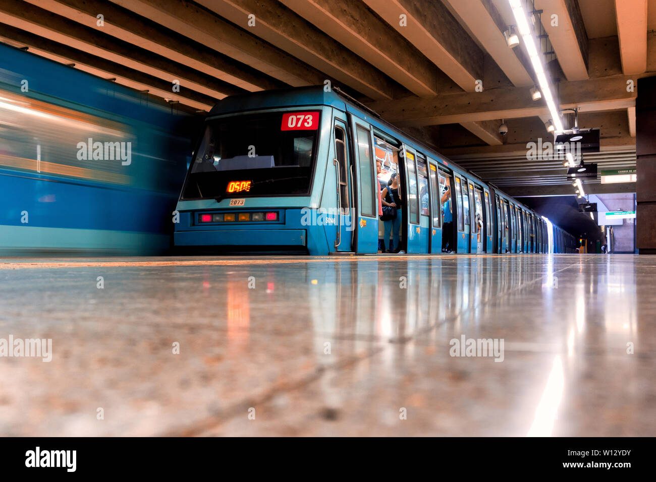 SANTIAGO, CHILE - MARCH 2016: A Santiago Metro NS93 train at Quinta ...