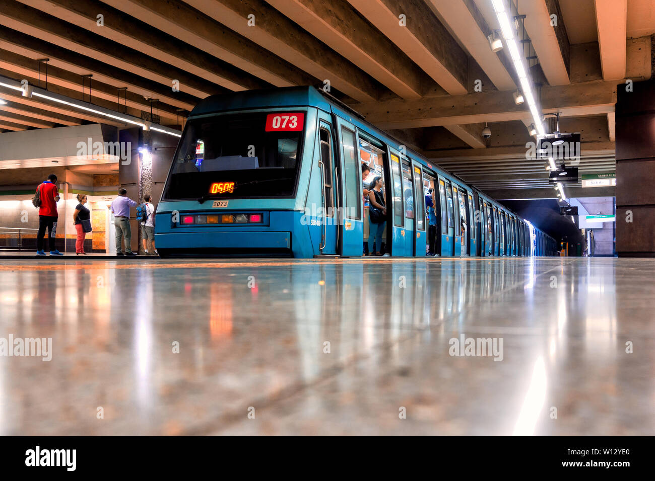 SANTIAGO, CHILE - MARCH 2016: A Santiago Metro NS93 train at Quinta ...