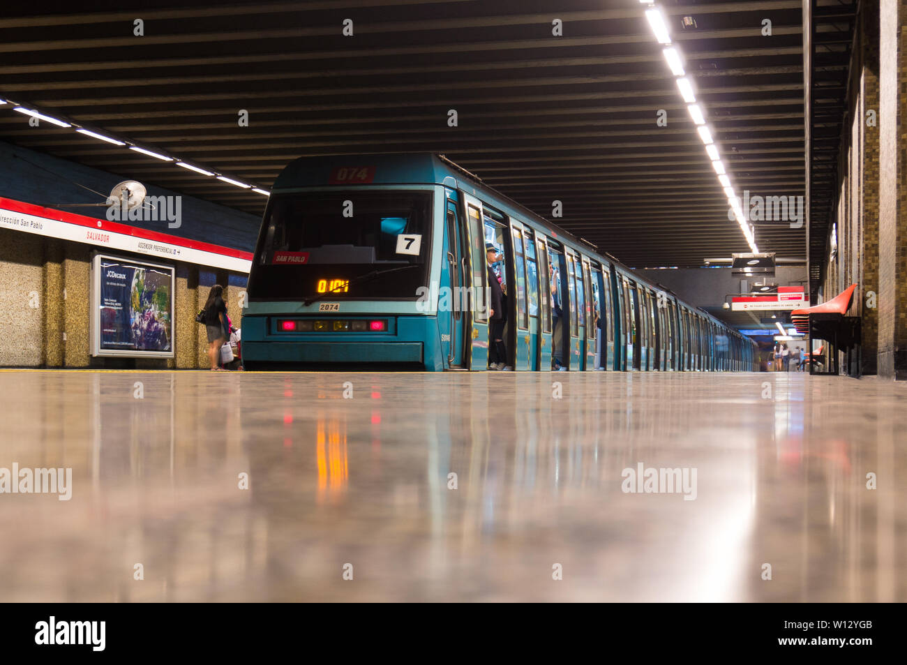 SANTIAGO, CHILE - MARCH 2016: A Metro de Santiago NS93 train at ...