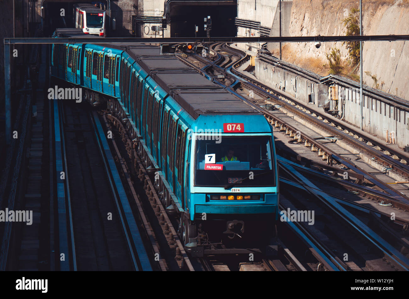 SANTIAGO, CHILE - MARCH 2016: Metro de Santiago NS93 train going to ...