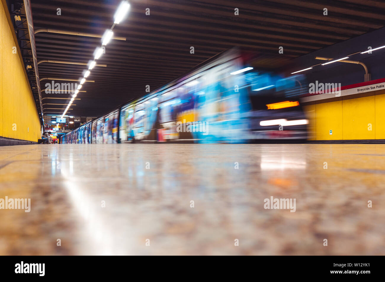 SANTIAGO, CHILE - MARCH 2016: A branded Santiago Metro train at ...