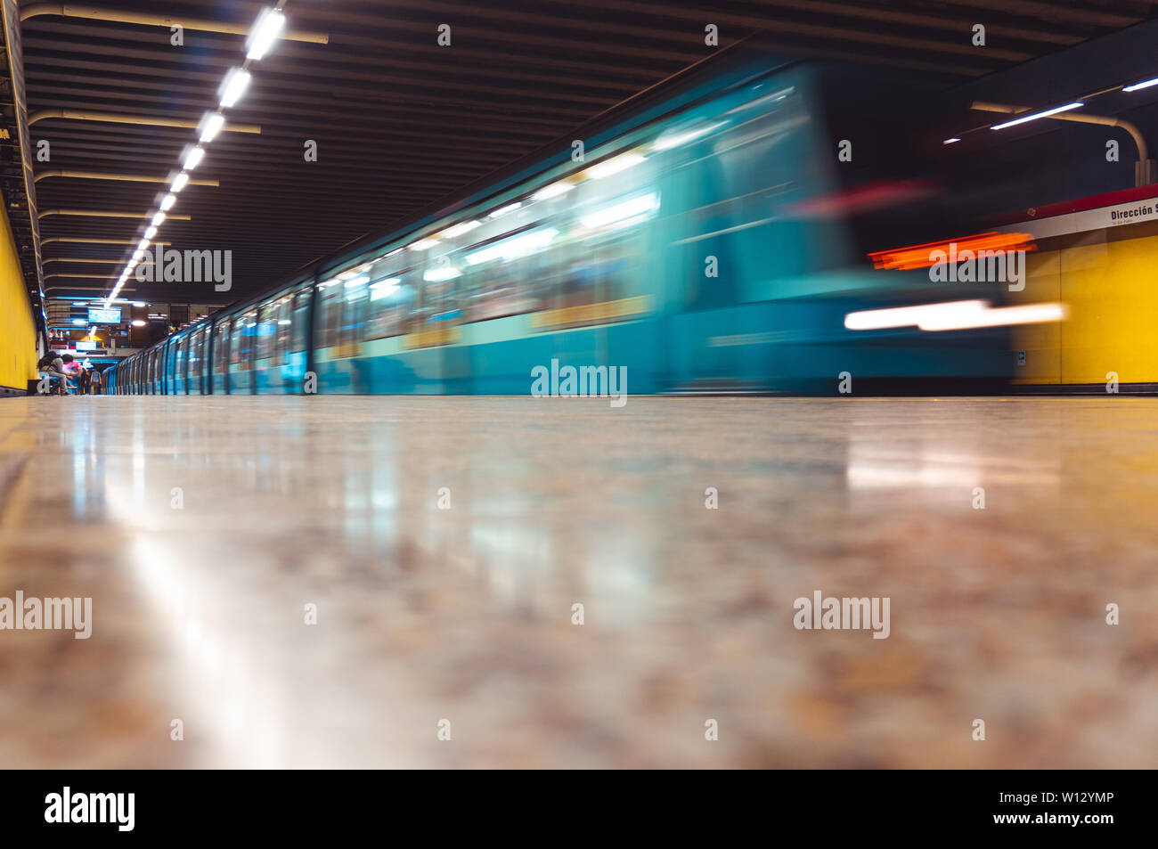 SANTIAGO, CHILE - MARCH 2016: Metro de Santiago NS93 train at República ...