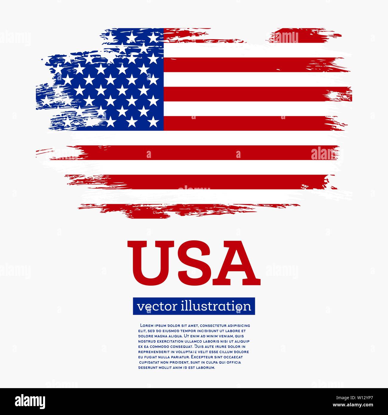 USA Flag with Brush Strokes. Vector Illustration Stock Vector Image ...