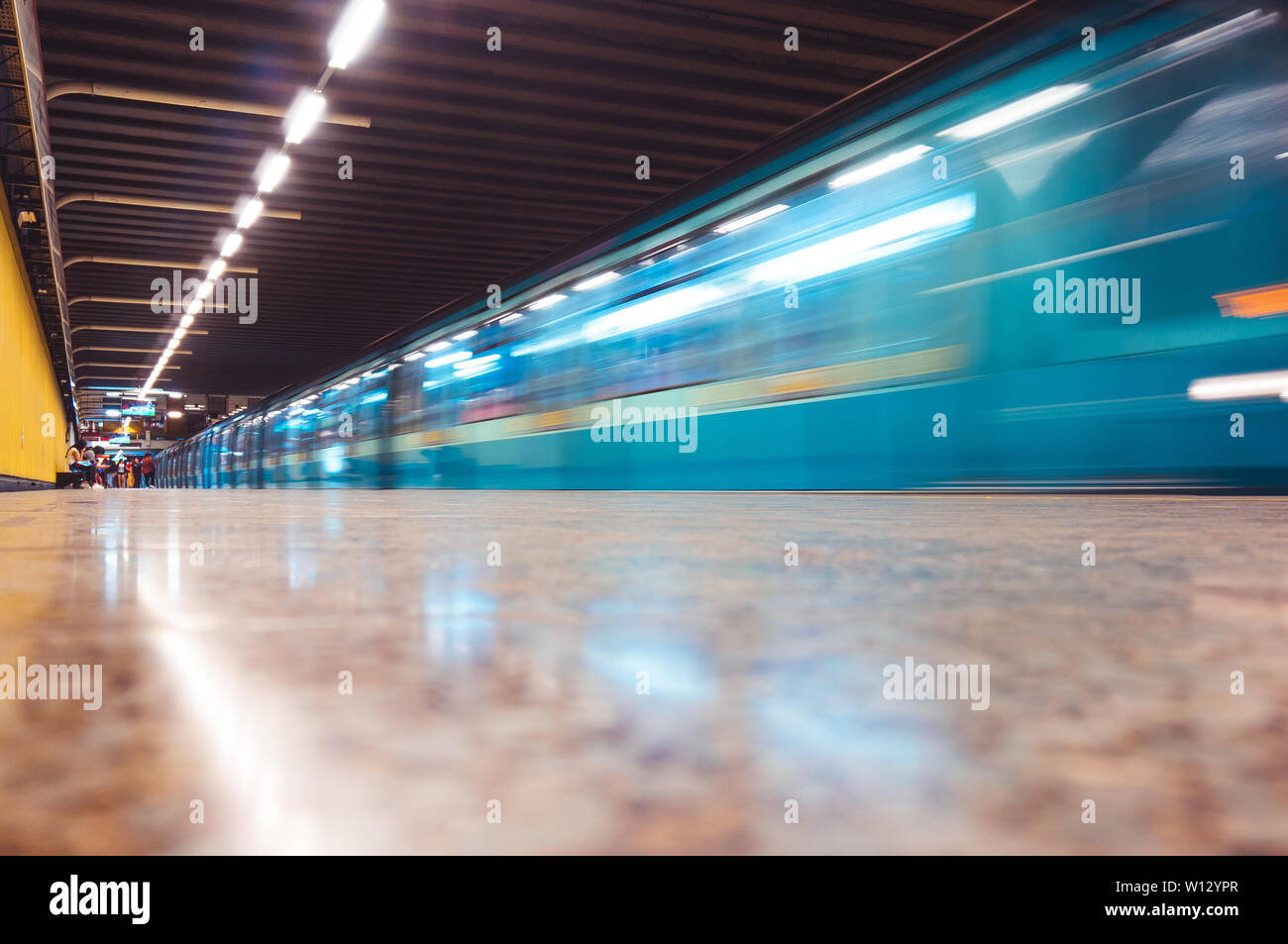SANTIAGO, CHILE - MARCH 2016: A Santiago Metro NS93 train at República ...
