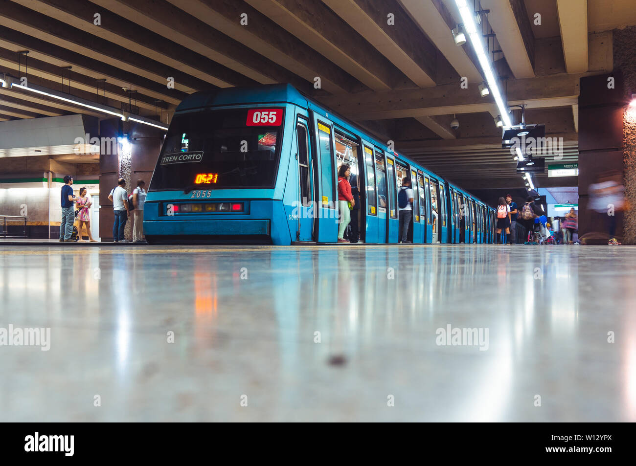 SANTIAGO, CHILE - MARCH 2016: A Santiago Metro NS93 train at Quinta ...