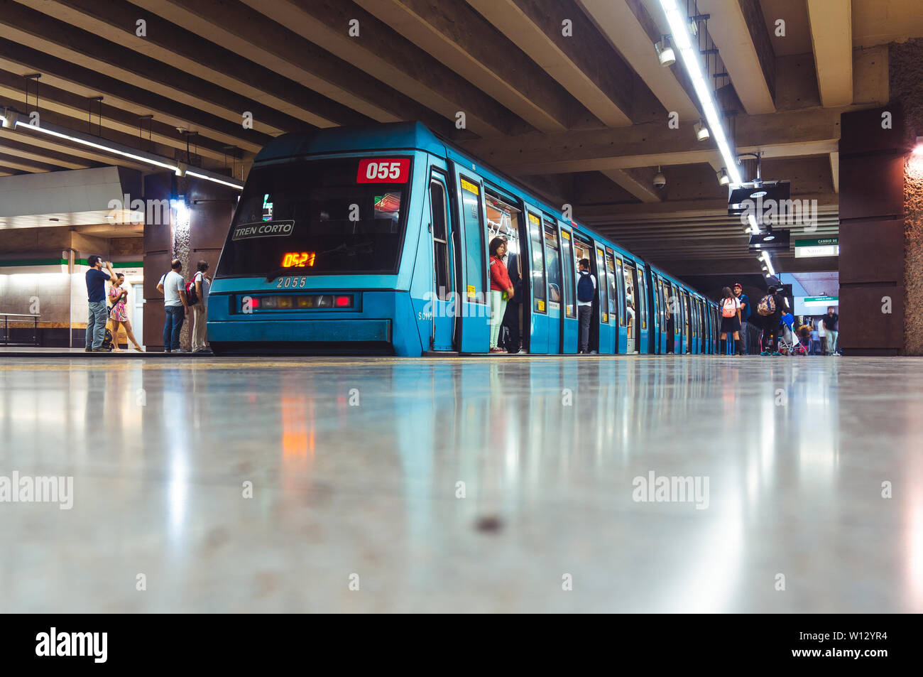 SANTIAGO, CHILE - MARCH 2016: A Santiago Metro NS93 train at Quinta ...