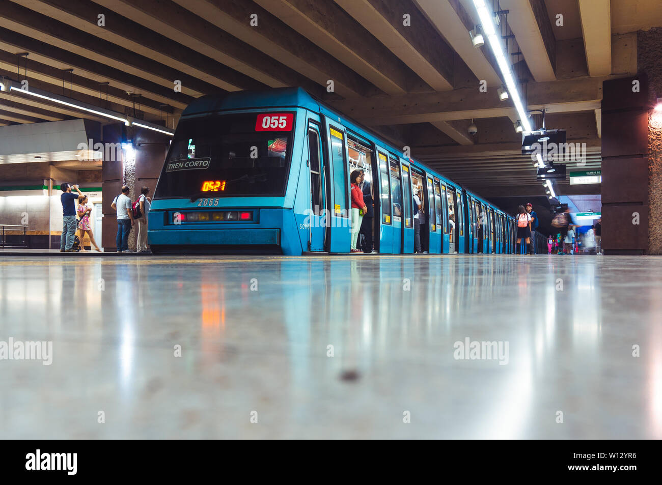 SANTIAGO, CHILE - MARCH 2016: A Santiago Metro NS93 train at Quinta ...