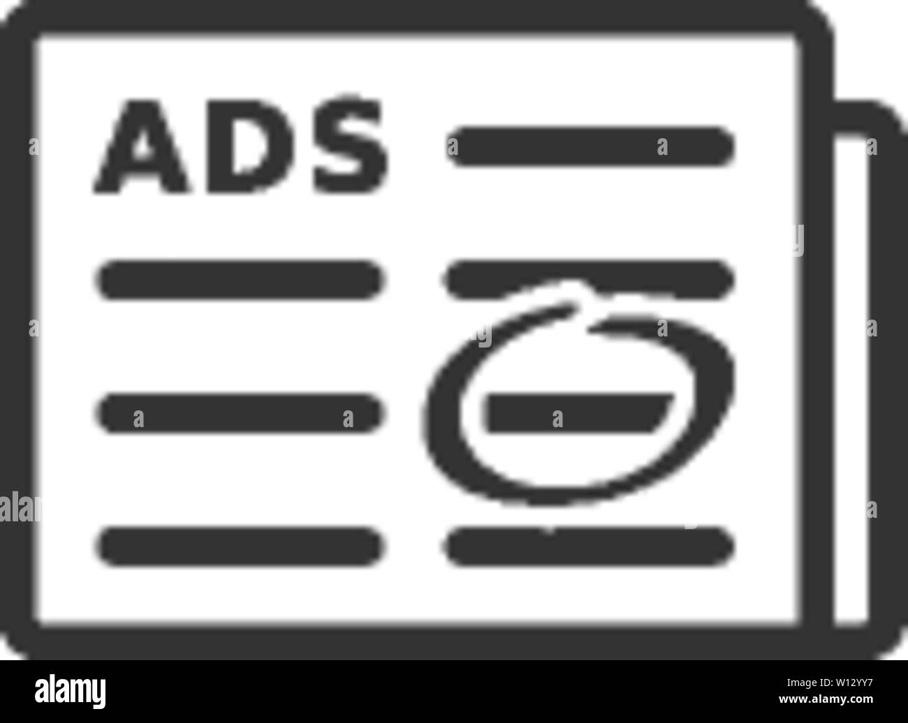 Newspaper ads icon in single grey color. Traditional promotion ...