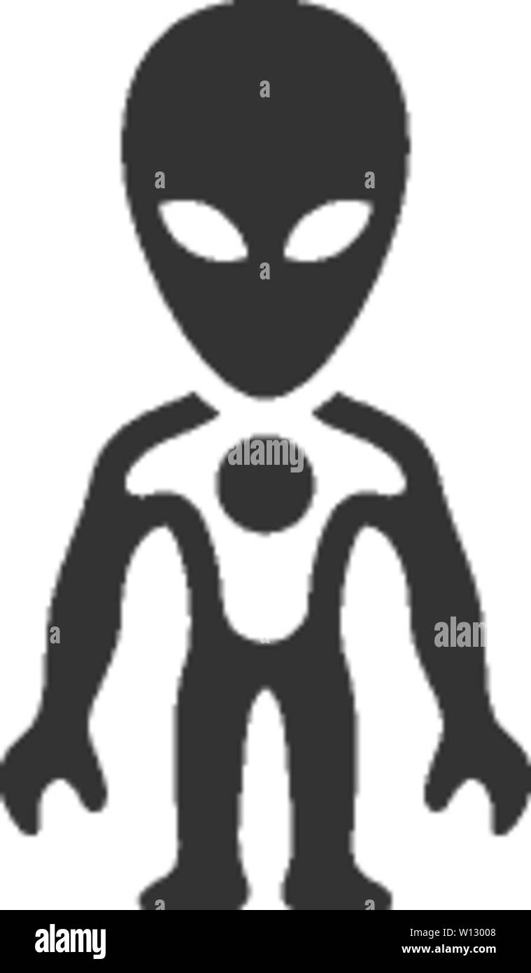 Alien icon in single grey color. Extraterrestrial, outer space, invader ...