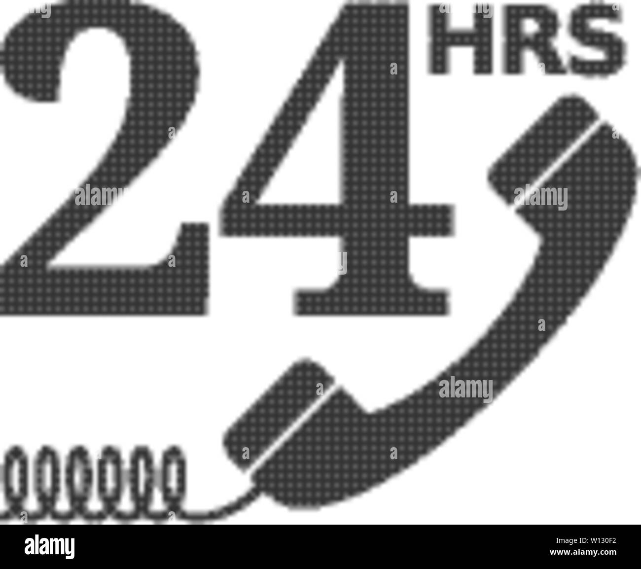 24 hours service icon in single grey color. Call center, support, help ...