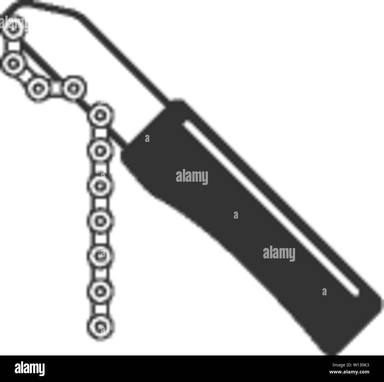 Chain whip icon in single color. Transportation sport spare parts tool ...