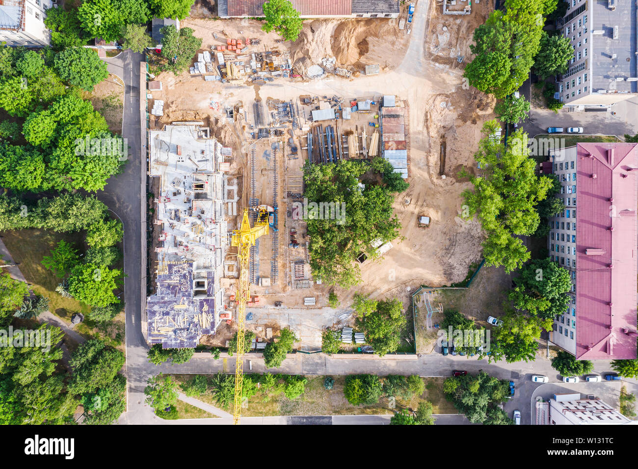 urban area construction site. new apartment building under construction ...