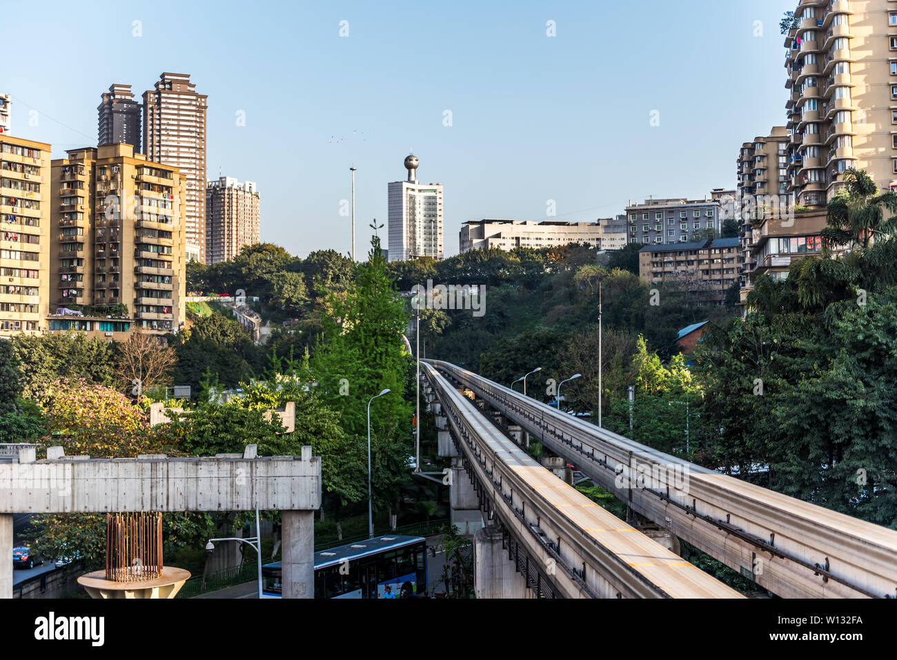 Chongqing city viaduct Stock Photo - Alamy