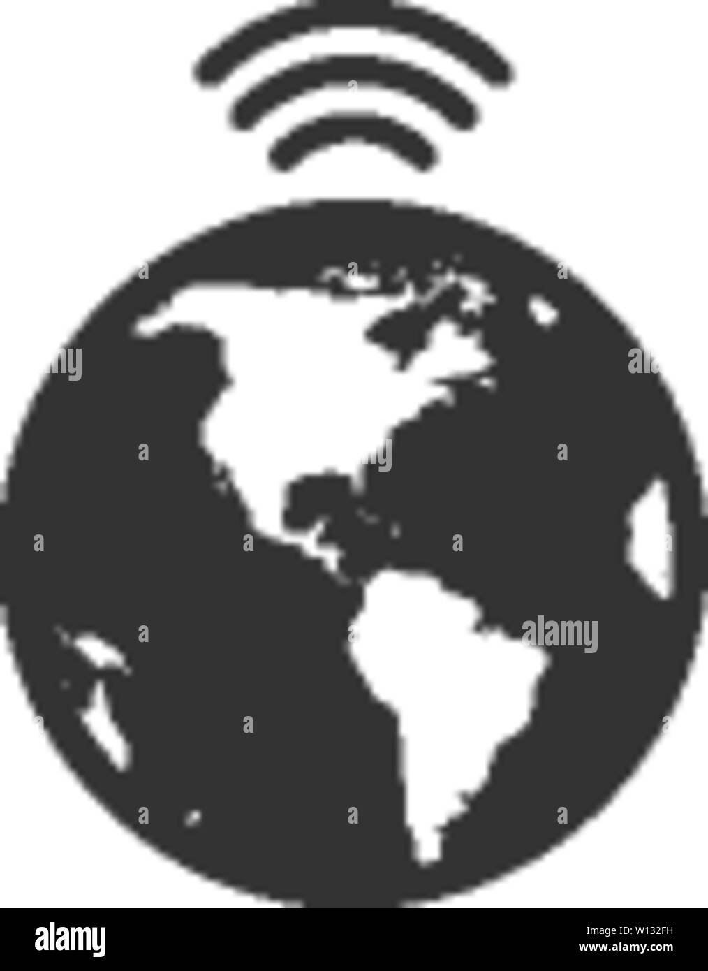 Wireless world icon in single grey color. Internet communication ...