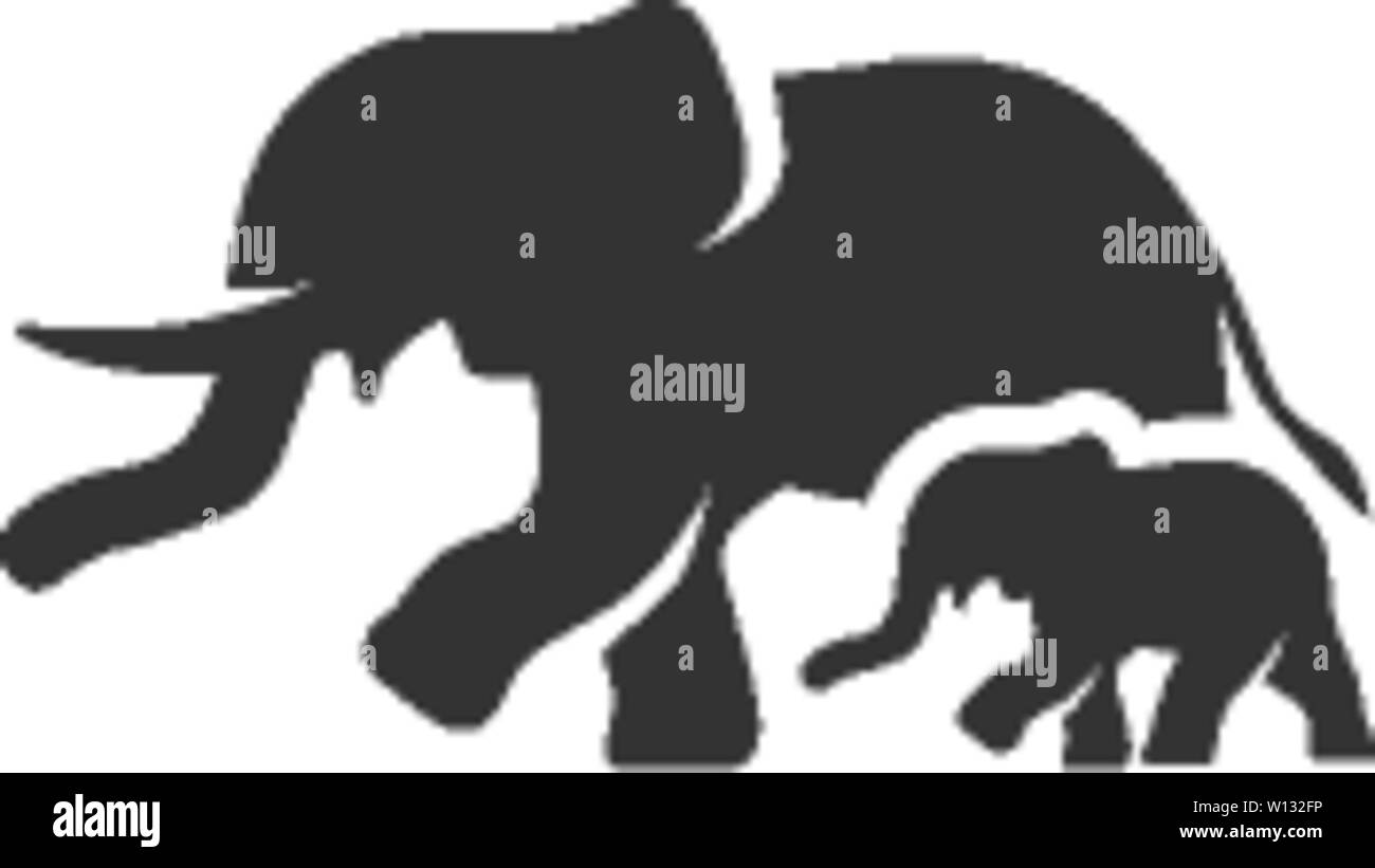 Elephants icon in single grey color. Mammal zoo animal family jungle ...