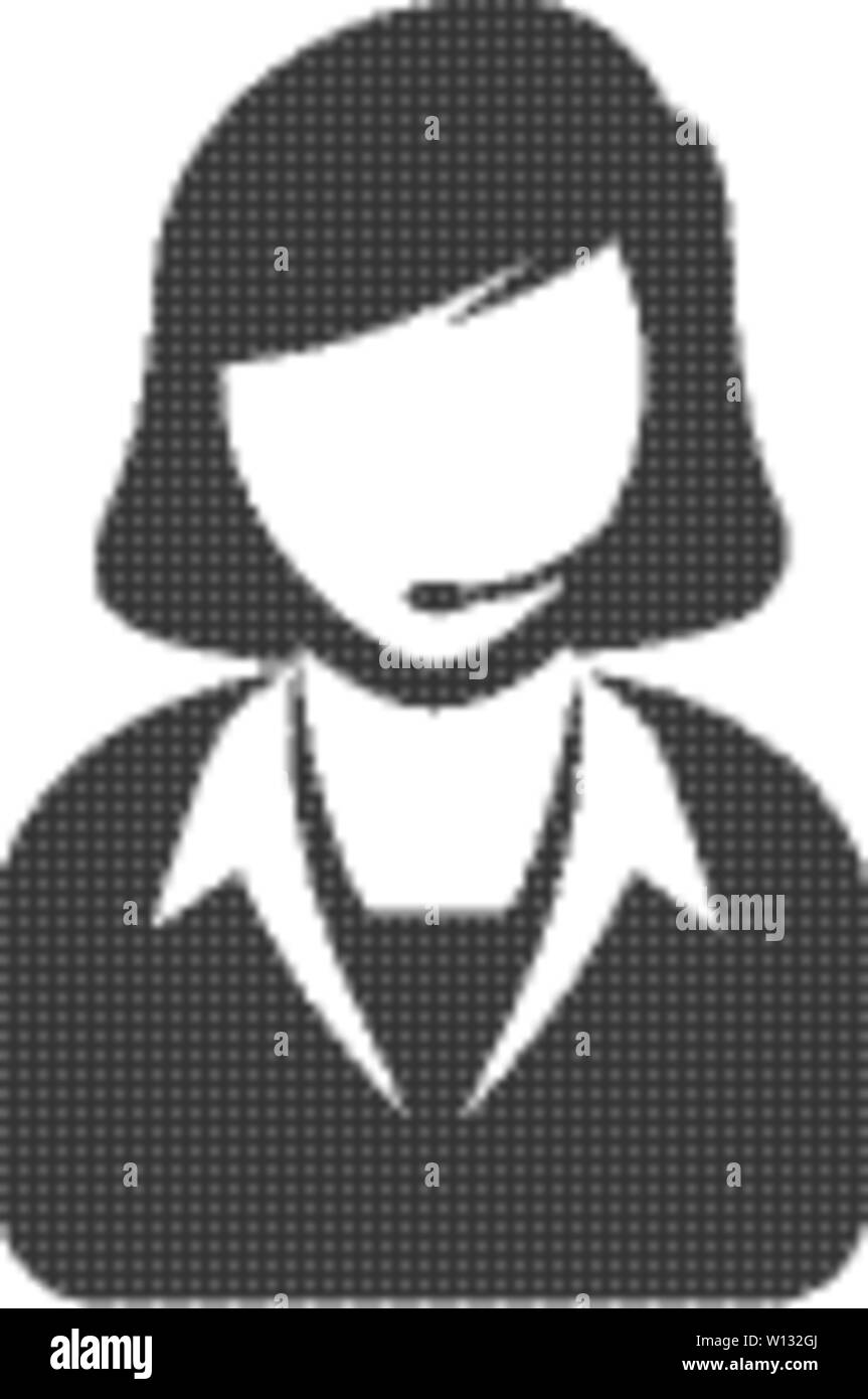 Female receptionist icon in single grey color. Call center, help desk ...