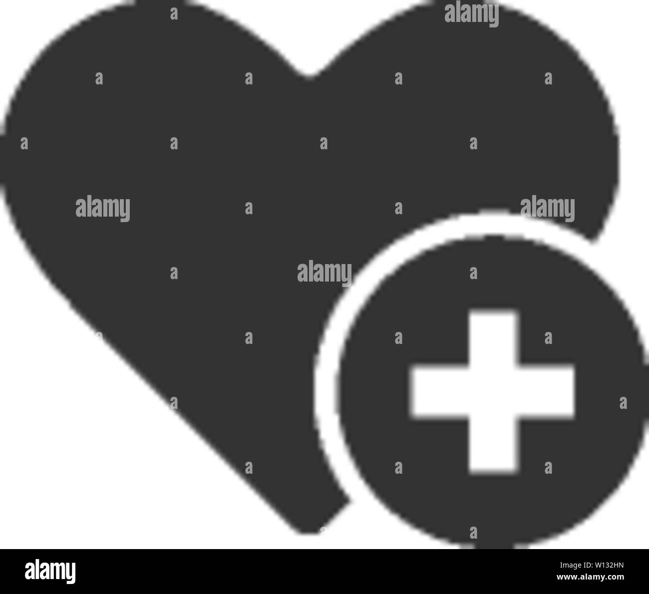 Favorite icon in single color. Internet symbol like plus heart shape ...