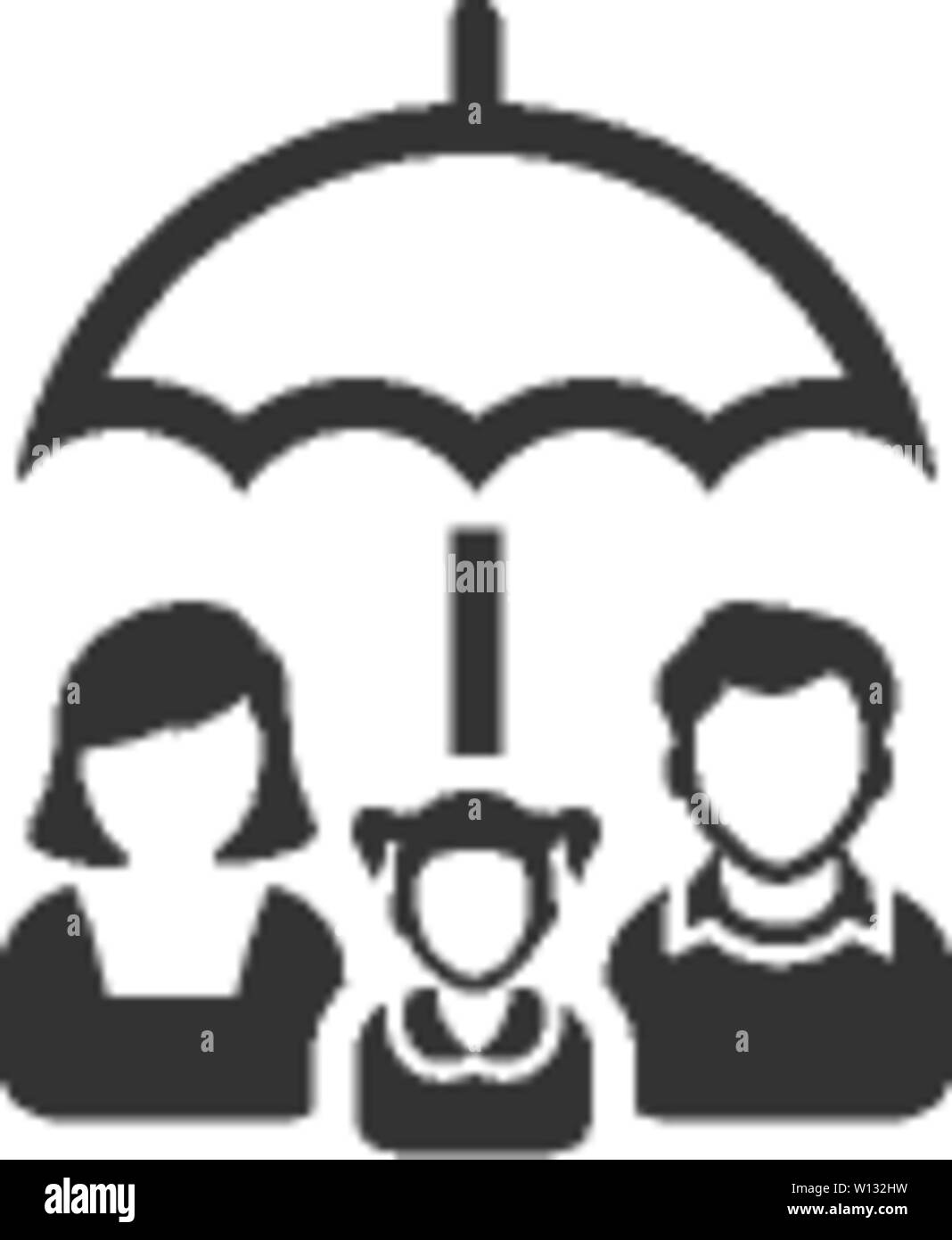 Family umbrella icon in single color. Insurance protection safety ...
