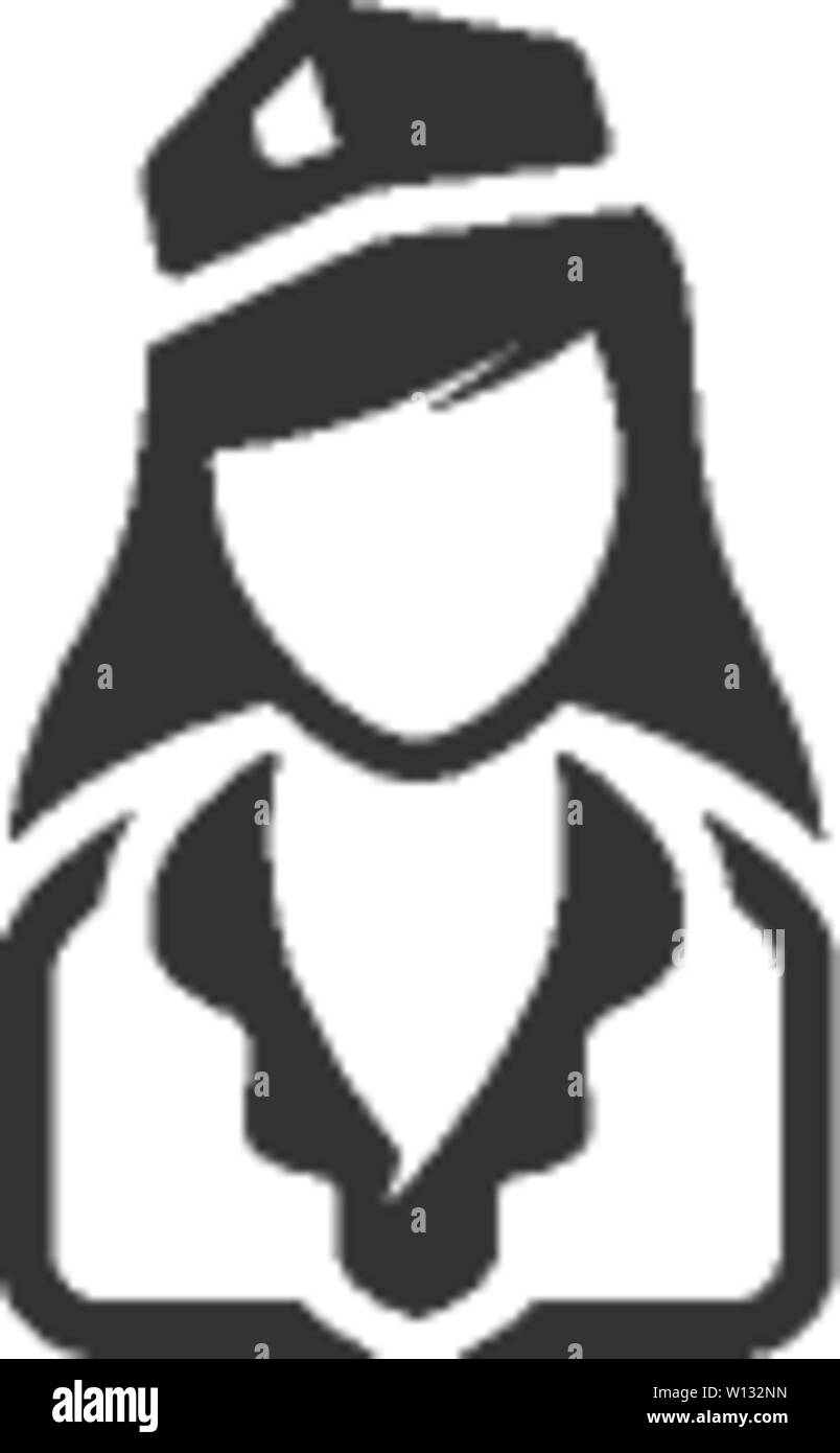 Stewardess avatar icon in single color. Transportation aviation flight ...