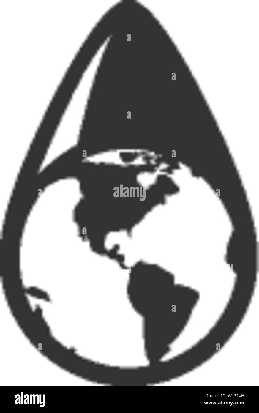 Earth water drop icon in single grey color. Climate change ...