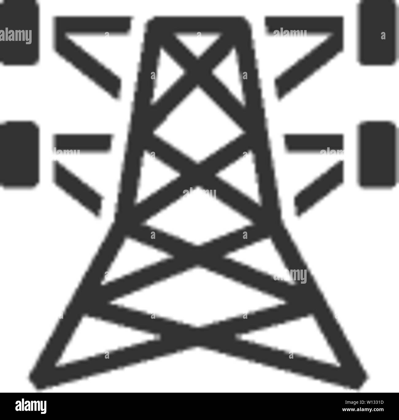 Pylon icon in single grey color. Electricity high voltage distribution ...