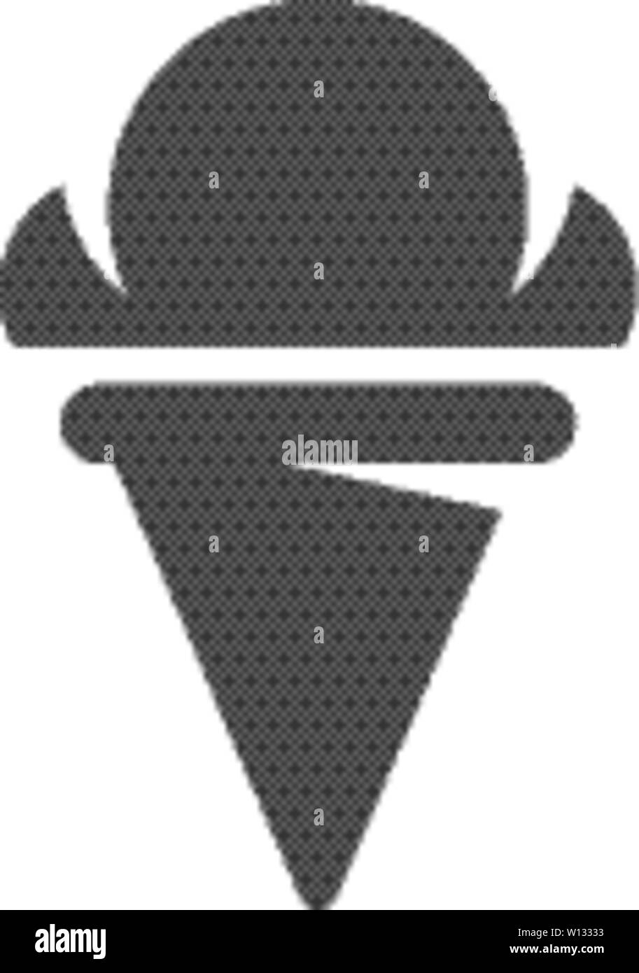 Ice cream icon in black and white grey single color. Delicious sweet ...