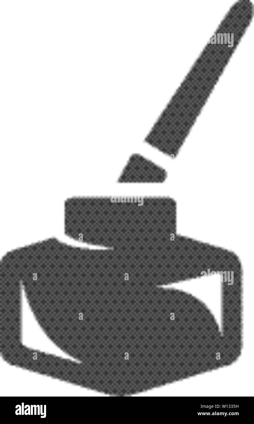 Ink pot icon with brush in single grey color Stock Vector Image & Art ...