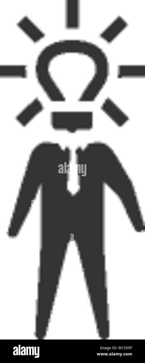 Lightbulb head icon in single color. Businessman idea imagination ...