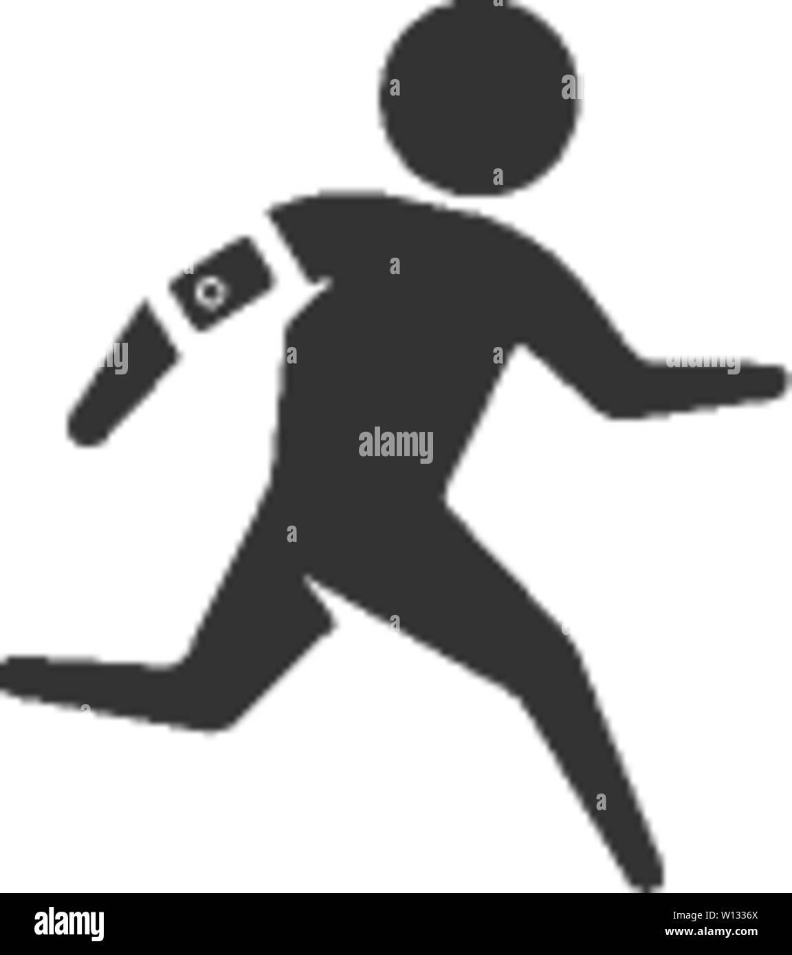 Running athlete icon in single grey color. Marathon triathlon ...