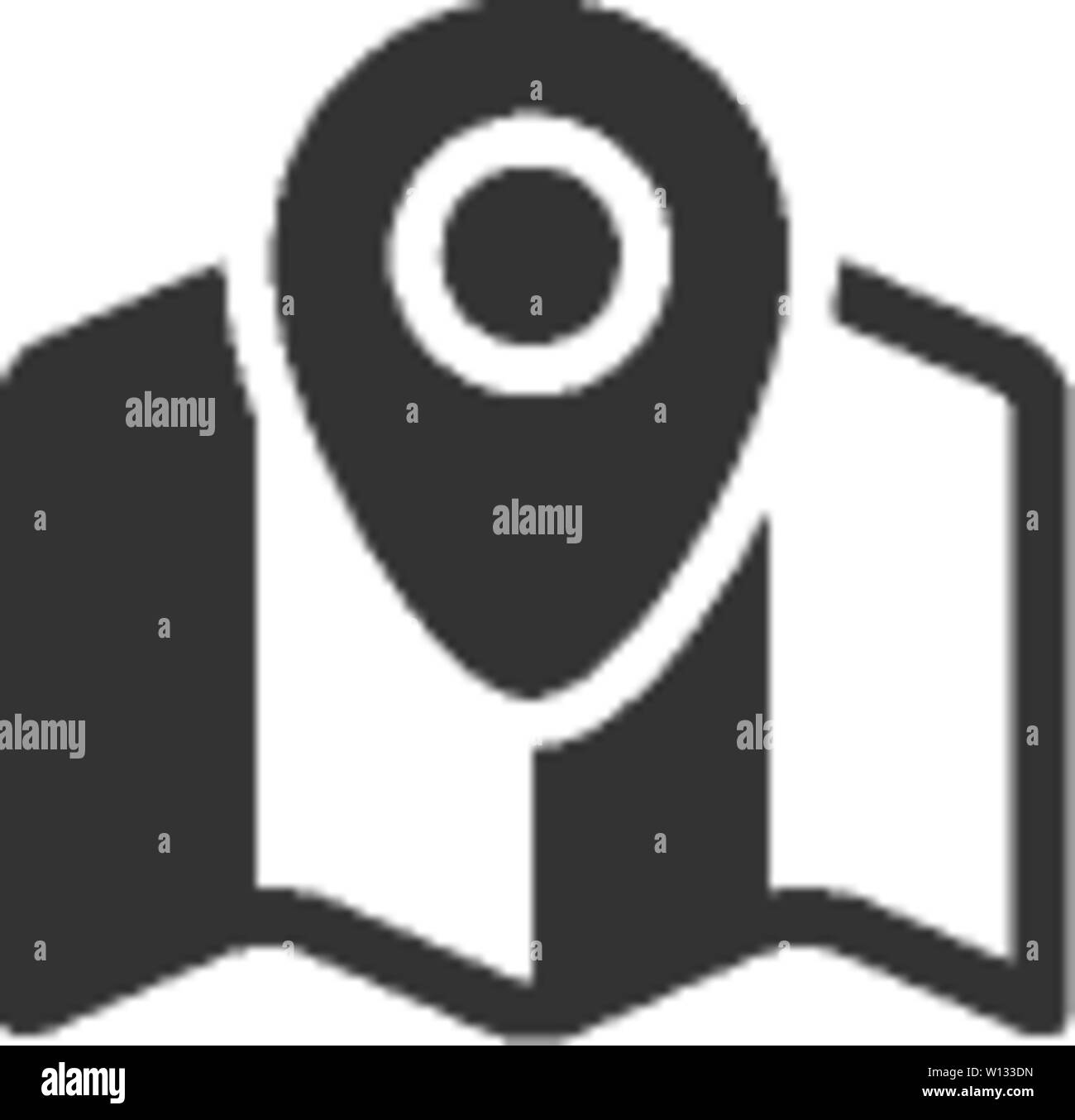 Map icon with pin location in single grey color Stock Vector Image ...