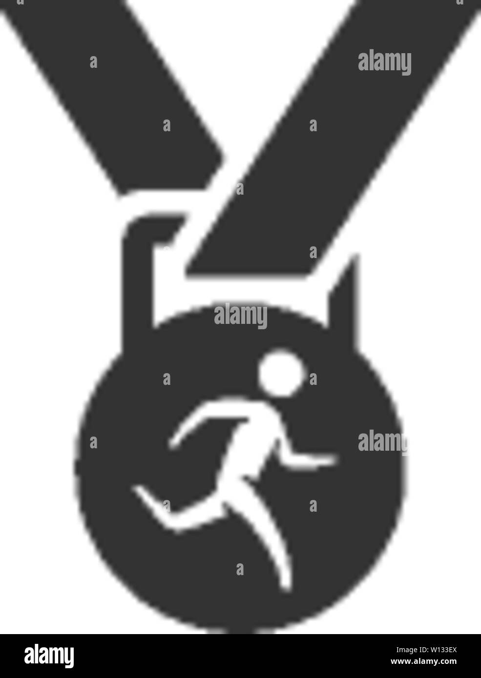 Athletic medal icon in single color. Sport sprinter triathlon marathon ...