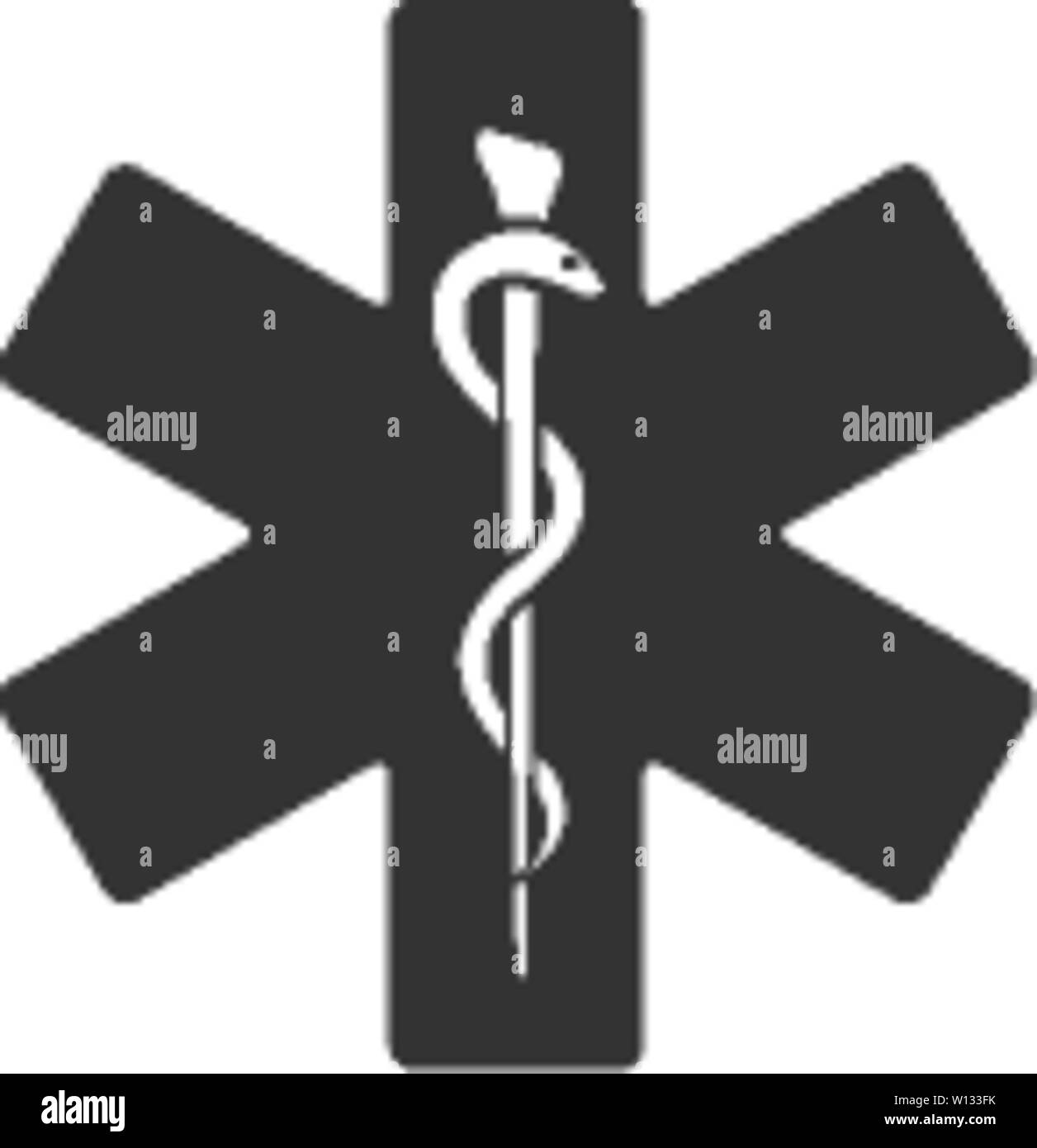Medical symbol icon in single color. Star of life Caduceus snake health ...