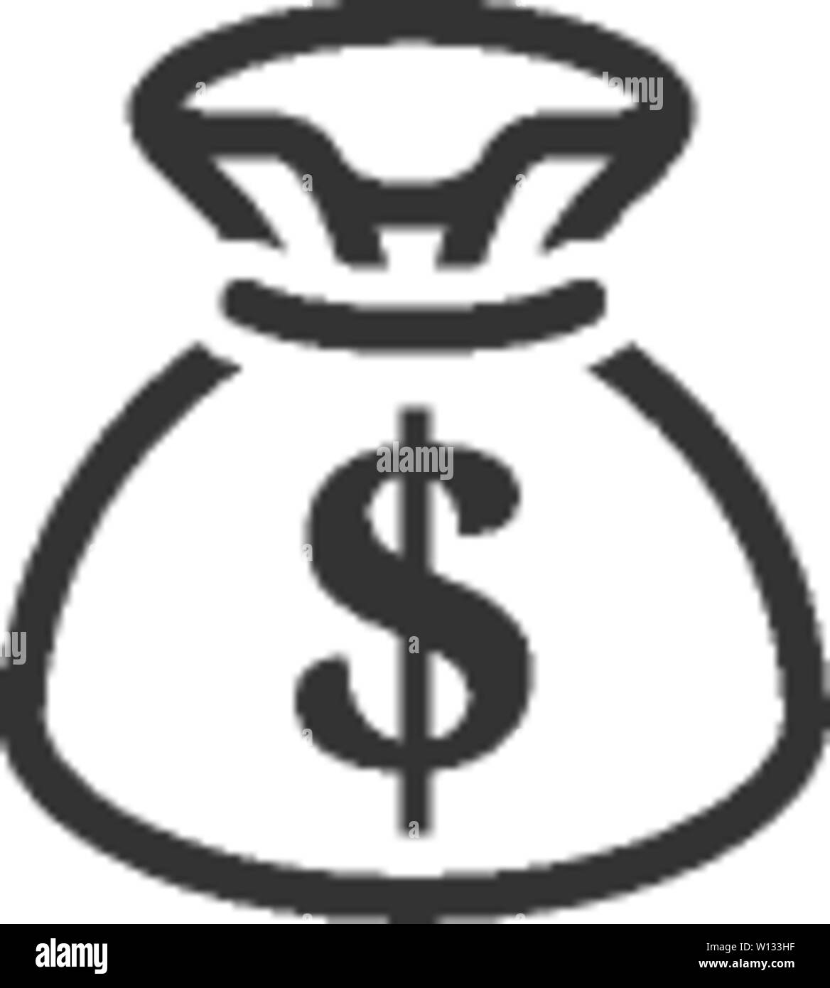Money sack icon in single grey color. Finance wealth banking Stock ...