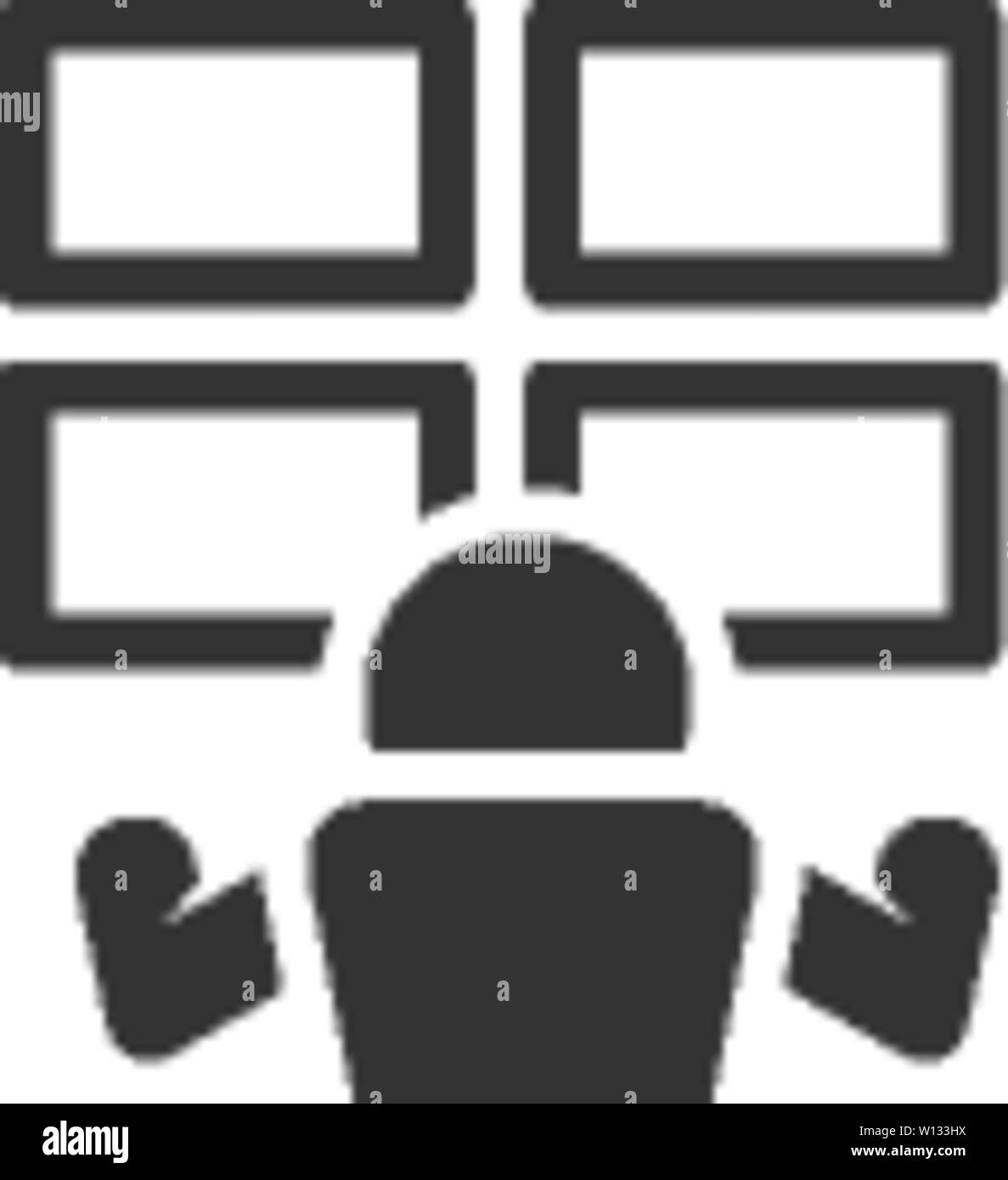 Surveillance room icon in single color. Monitor cctv, computer ...